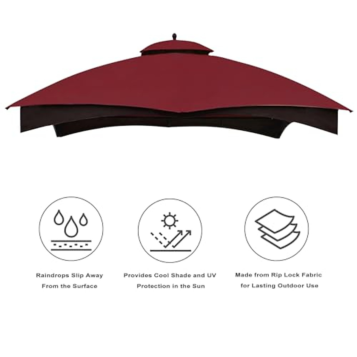 Eurmax USA High Performance Replacement Canopy Top for Lowe's Allen Roth Heavy Duty Gazebo Roof with Air Vent - 10x12 Gazebo Cover #GF-12S004B-1, Replacement Top Only (Burgundy)