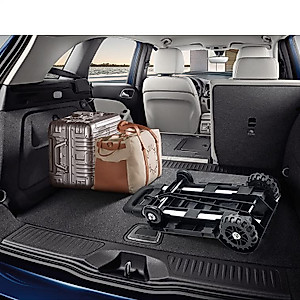 ZHJINGYU Folding Hand Truck,Utility cart with 4 Wheels & 2 Elastic Ropes,Portable Backpack Trolley,Luggage cart,Dolly,Grocery cart,Travel,Moving,Shopping.Aluminum Pole,Black,Small