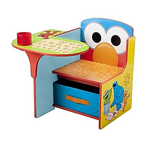 Delta Children Chair Desk with Storage Bin + Design and Store 6 Bin Toy Storage Organizer, Sesame Street (Bundle)