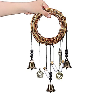 2 Pieces Witch Bells Protection for Door Knob Hanger Wiccan Wind Chimes Witchy Things Clear Negative Energy Attracts Positive Witchcraft Wicca Supplies for Boho Home Room Decor
