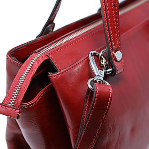 Floto Sesto Women's Leather Handbag with Crossbody Strap (Tuscan Red)