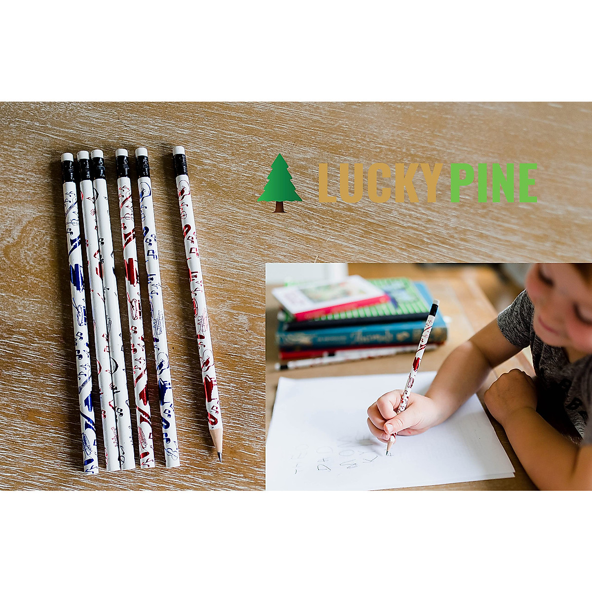 Lucky Pine Musical Instrument, Music Notes Pencils, Made in USA (24 pencil set)