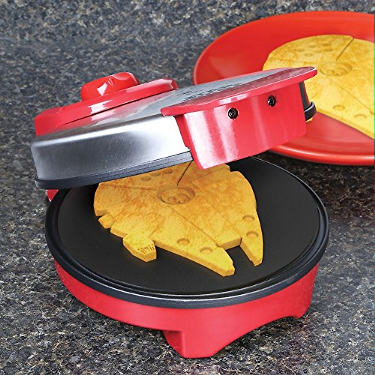 UNCANNY BRANDS Star Wars Waffle Maker Millenium Falcon Waffle Maker, Makes 7" Waffles Officially Licensed Disney Waffle Maker Star Wars Waffle Iron