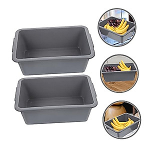 Levemolo 2pcs Box Storage Basket Washing Basin Tub Large Bus Tubs Restaurant Wash Basin Food Washing Bowl Utility Bus Tub Rectangular Bus Tubs Food Service Bus Dish Wash Basin Pp Grey