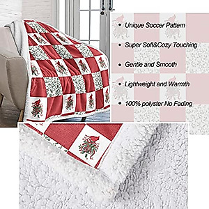 Christmas Sherpa Fleece Twin Size Blanket, Cardinals Birds Stitching Plaid Fuzzy Soft Lightweight Breathable Bed Sofa TV Couch Blanket - 60'x80'