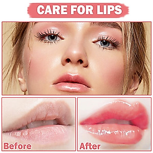 CAHIUYOA Lip Oil Hydrating Tinted Lip Oil Lip Gloss,Lip Glow Oil Lip Tint,Non-sticky Big Brush Head,Nourishing Repairing Plumping Lip Oil Lip Gloss - Cherry