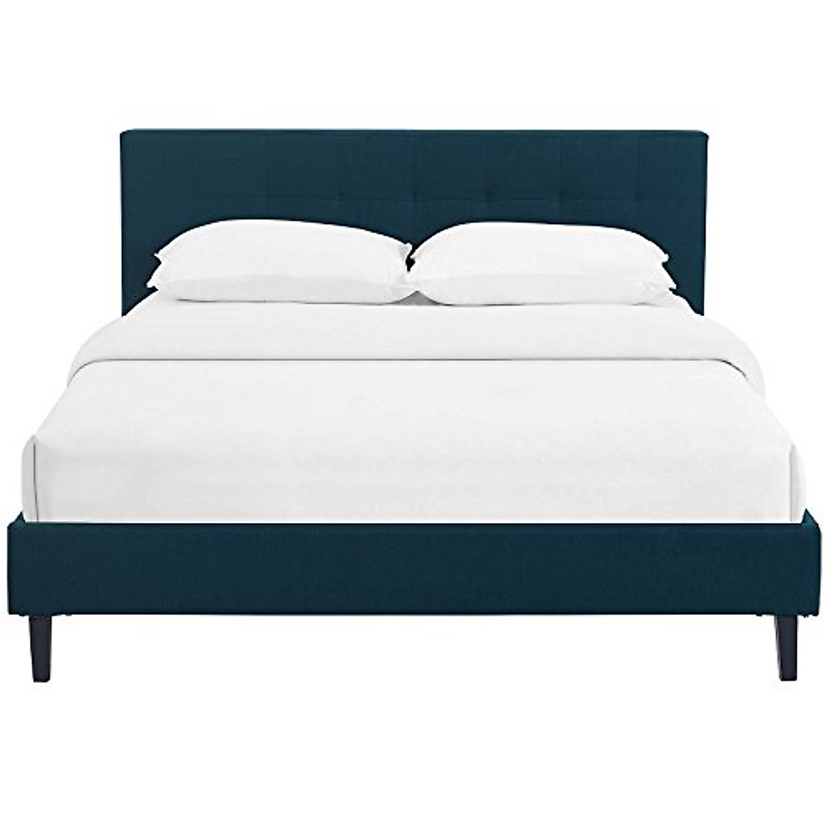 Modway Linnea Upholstered Azure Full Platform Bed with Wood Slat Support