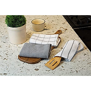 LANE LINEN Kitchen Towels and Dishcloths Set - Pack of 6 Cotton Dish Cloths, 18”x 28”, Soft Hand for Kitchen, Tea Towels, Premium Quick Drying Cleaning Grey