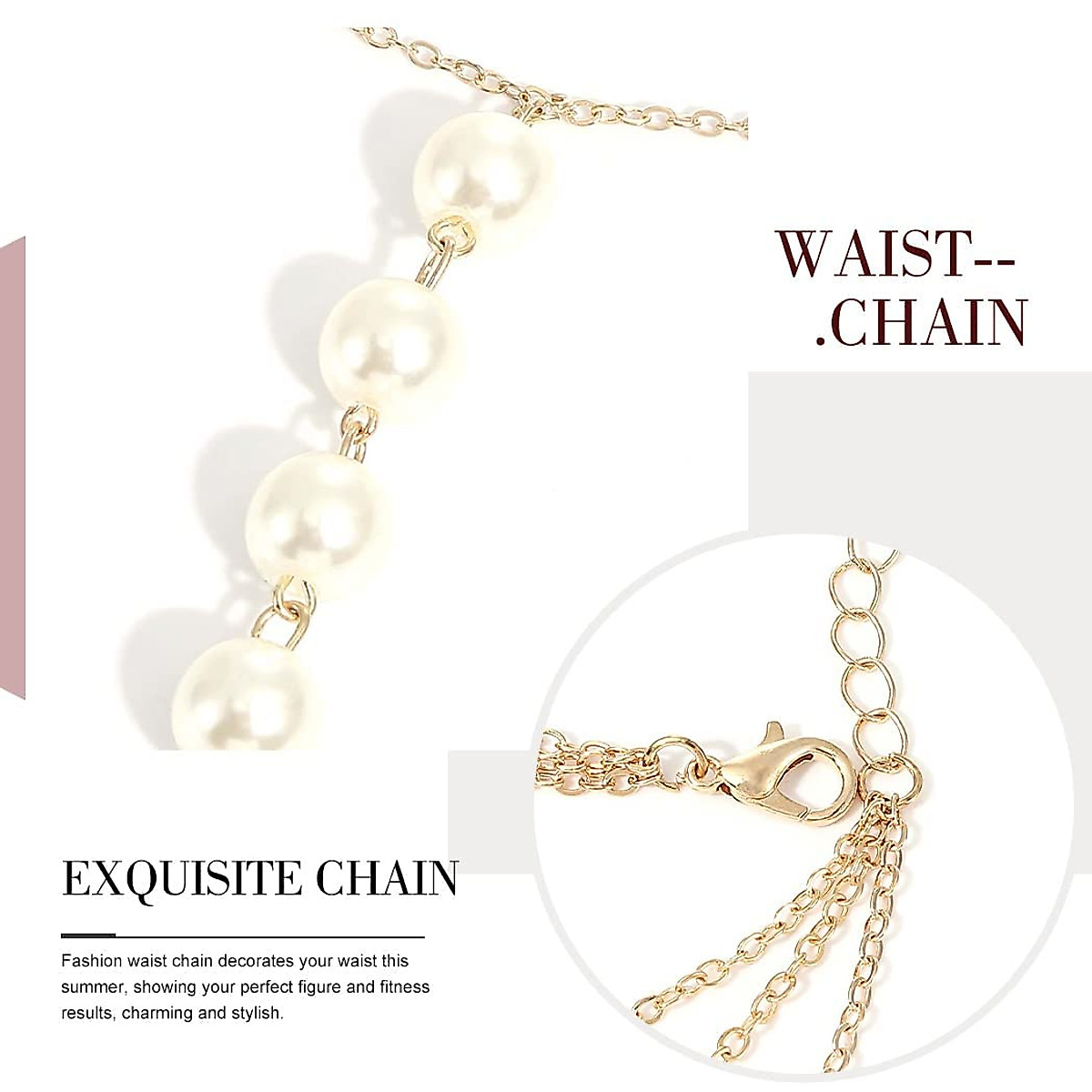 Cosydays Boho Pearl Body Chain Gold Layered Chest Chains Necklace Belly Chain Beach Bikini Chains Waist Nightclub Body Chain Jewelry for Women