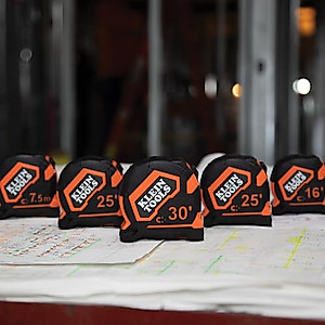 Klein Tools 9225 Tape Measure, Heavy-Duty Measuring Tape with 25-Foot Double-Hook Double-Sided Nylon Reinforced Blade, with Metal Belt Clip