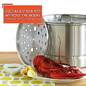 IMUSA Aluminum Steamer with Rack, 40 Qt, Silver