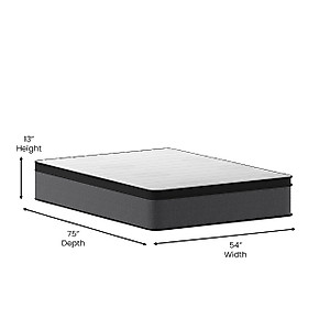 Merrick Lane Lofton 13" Euro Top Hybrid Mattress - Full Size - Individually Wrapped Pocket Springs - Certi-PUR US Certified Foam - Ships Compressed in a Box