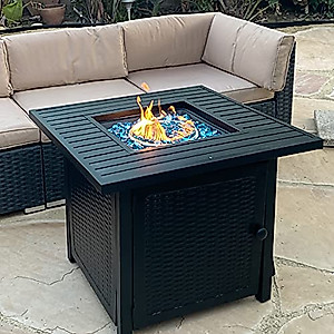 BLQH [18 Pound] Fire Glass Beads Fireglass Drops Flat Glass Beads for Gas Fire Pit Fireplace Azure Blue Luster Reflective Decorative Glass Gems for Vase Fillers Fish Tank Aquarium Decoration (18.6)