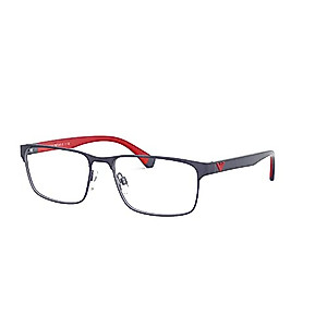 Emporio Armani Men's EA1105 Rectangular Sunglasses, Matte Blue/Demo Lens, 56 mm