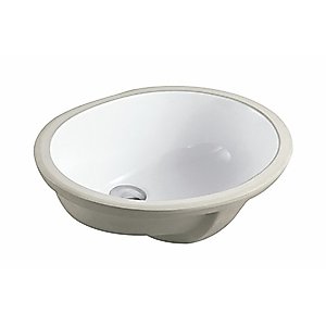 KINGSMAN 19" Classic Oval Modern Undermount Vitreous Ceramic Overflow Lavatory Vanity Bathroom Single Bowl Vessel Sink - Pure White (19.5 INCH)