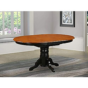 East West Furniture AVT-BLK-TP Avon Kitchen Dining Table - an Oval Wooden Table Top with Butterfly Leaf & Pedestal Base, 42x60 Inch, Black & Cherry