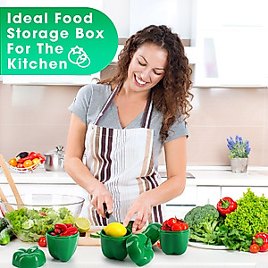 Tioncy 6 Pcs Chili Pepper Decoration Pepper Savers Green Pepper Storage Containers for Refrigerator Reusable Pepper Keepers Plastic Pepper Holder Organizer for Home Festival Kitchen Decorations