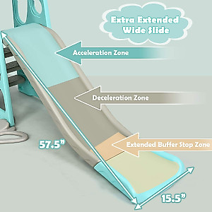 Costzon 4 in 1 Toddler Slide and Swing Set, Little Bear Indoor Outdoor Baby Swing with Slide, Swing, Climber, Basketball Hoop and Ball, Kids Climber Playground Playset for Girls Age 1+ Gifts Presents