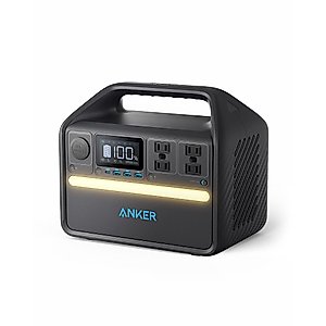 Anker 535 Portable Power Station, 512Wh Solar Generator (Solar Panel Optional) with LiFePO4 Battery Pack, 500W 9-Port Powerhouse, 4 AC Outlets, 60W USB-C PD Output, LED Light for Outdoor Camping, RV