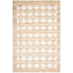 SAFAVIEH Natural Fiber Collection Area Rug - 8' x 10', Ivory & Natural, Handmade Farmhouse Jute & Wool, Ideal for High Traffic Areas in Living Room, Bedroom (NF511A)
