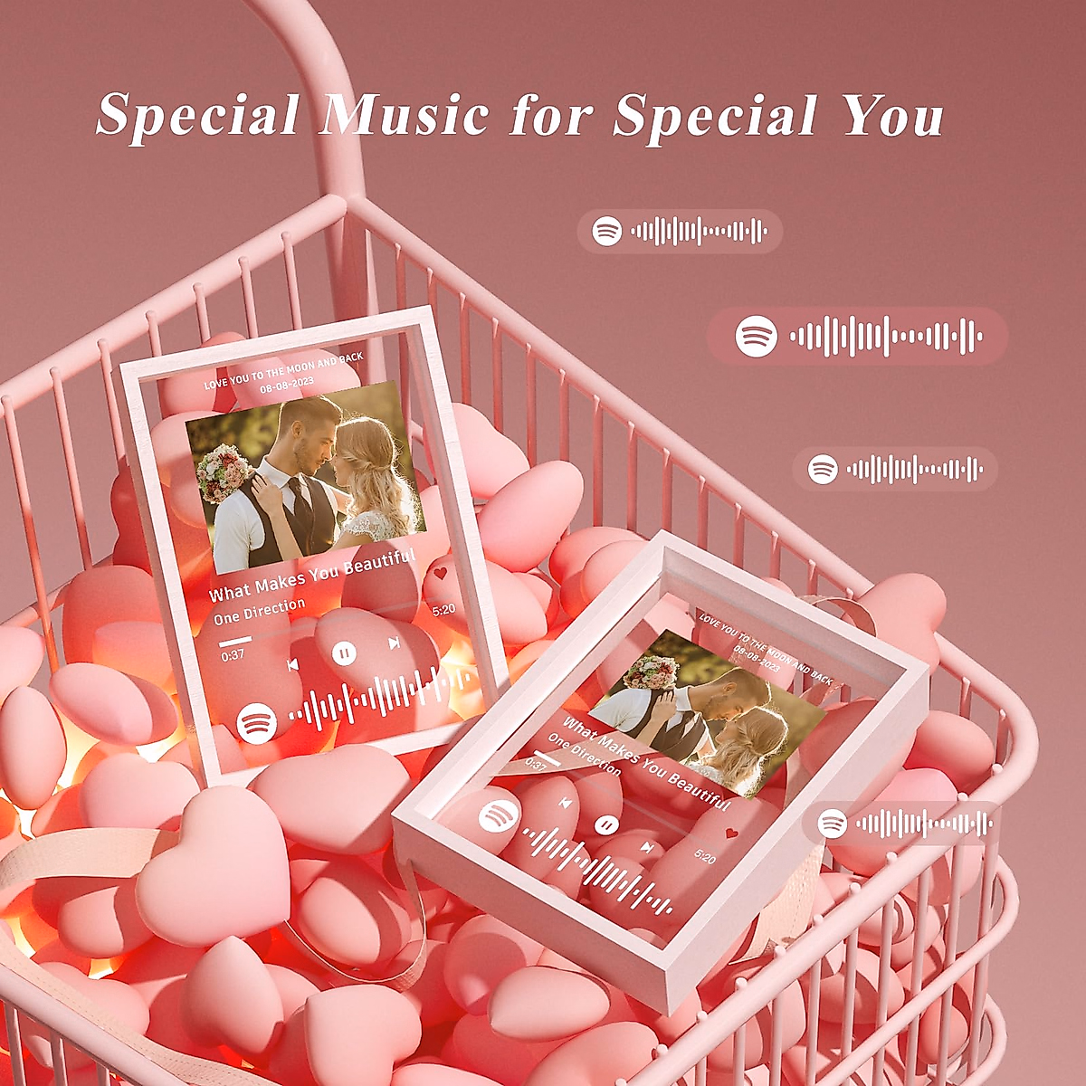 witfox Personalized Spotify Plaque with Free White Frame - Spotify Picture Frame Custom Acrylic Song Plaque - Music Picture Frame Customized Gifts for Boyfriend Girlfriend Couples Family