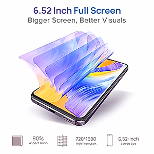 Ulefone Note 16 Pro Unlocked Cell Phone 16GB+128GB, 8-Core, 6.52" Display Smartphone Unlocked, Android 13, 50MP AI Camera Mobile Phone, 4400 mAh, Dual 4G LTE, Fingerprint Unlock, U.S. Version, Purple