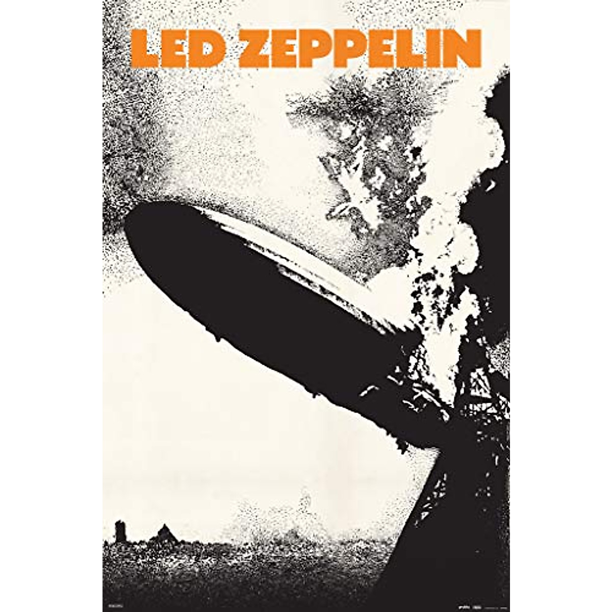 Pyramid America Led Zeppelin I Music Album Cover Poster Blimp On Fire Classic Rock Roll Band Cool Wall Decor Art Print Poster 24x36