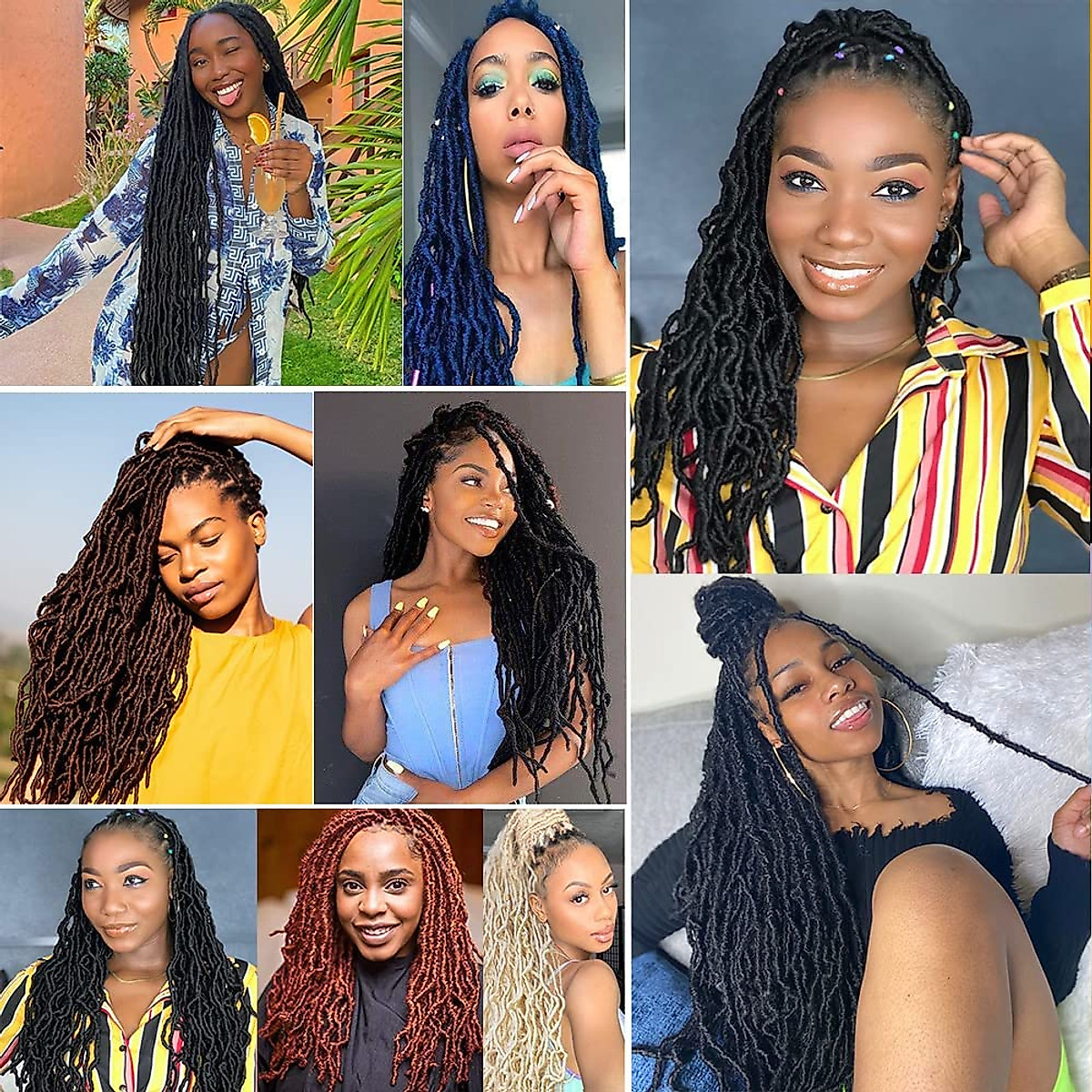 Faux Locs Crochet Hair 18 Inch Soft Locs 6 Packs Crochet Hair Pre-looped Soft Goddess Locs Curly Wavy Crochet Braids Hair For Women Synthetic Crochet Hair Extension(18 Inch, 1B#)