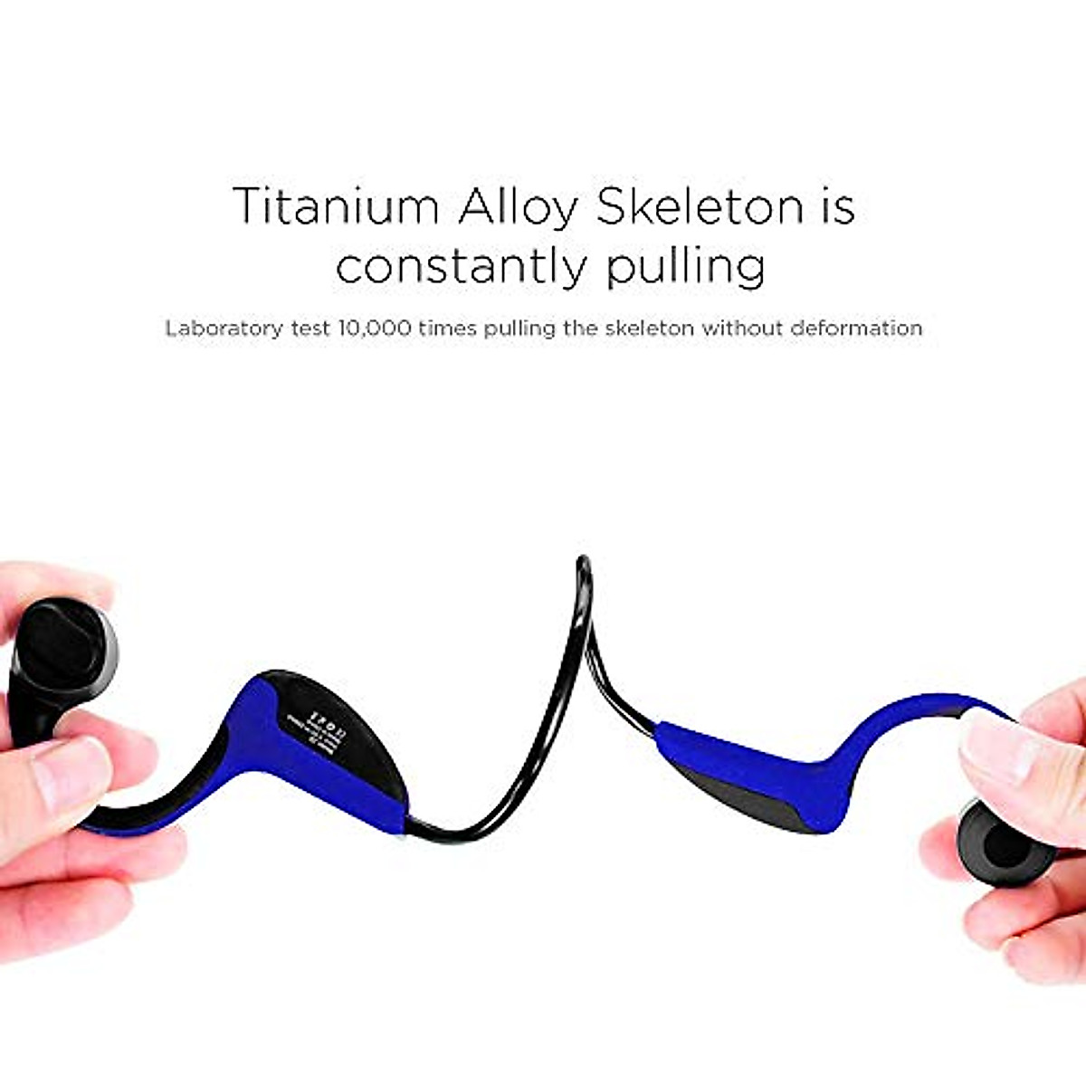 Vibez Bone Conduction Headphones Portable Open Ear Headset Wireless Bluetooth 5.0 Connectivity Sweat Resistant Sports Earphones with Microphone Volume Control for Running Hiking Driving Bicycling Blue