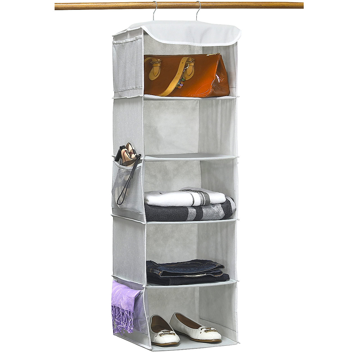 Simple Houseware Hanging Closet Organizers Storage, 5 Shelves + 3 Shelves
