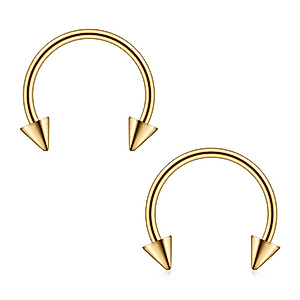 Ruifan 316L Surgical Steel CBR Horseshoe Circular Rings Nose Eyebrow Tragus Lip Ear Hoop Ring Piercing With 3mm Spikes 20G 10MM 12PCS