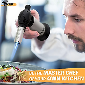 Burst Kitchen Torch, Blow Torch - Refillable Butane Torch With Adjustable Flame & Safety Lock- Culinary Torch, Creme Brûlée Torch For Cooking Food, Baking, BBQ & More + FREE Recipe E-Book By Jo Chef