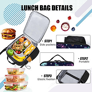 Ulbraofs Girls Backpack with Lunch Box Pencil Case, 3PCS School Backpack Set for Kids Teens, Elementary Middle School Bookbag for Boys Girls Student - Blue Butterfly