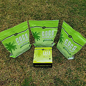 Coco Coir Bricks 5.5 Lbs Pack 3 Coco Bricks RHP Cert pH Balance Buffered Washed Organic Coconut Fiber Soil Compressed Coco Peat Block Indoor Outdoor Plant Flower Vegetable Garden 3 Hydrate/Storage Bag