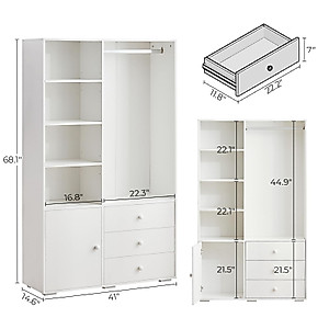 White Closet Shelves With Hanging Closet Kit - Closet Organizer System - Corner Closet System - Closet Organizers And Storage Shelves - Closet Shelving Closet Organizer For Home GYM 104 x 37 x 175CM