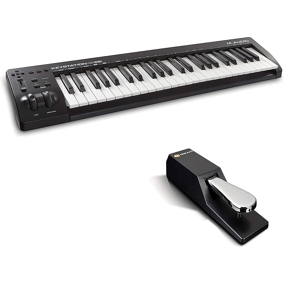 Keystation 49 MIDI Keyboard controller Beat Maker Bundle with 49 Keys and Sustain Pedal, Plus Software Suite