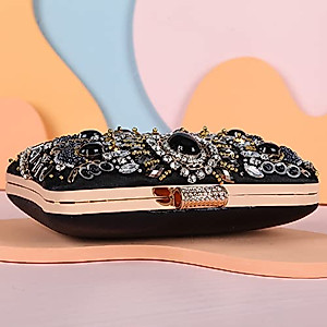 Fawziya Clutch Purses Women Beaded Evening Bag-Black