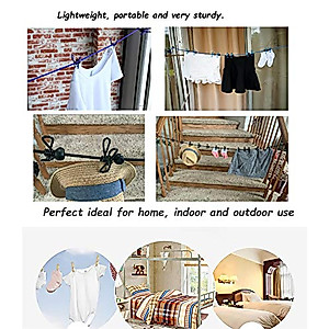 11 Feet Black Windproof Clothesline with 12 Black Clips, Adjustable Clothes Line for Home, Travel and Outdoor Hanging Clothes(Black)