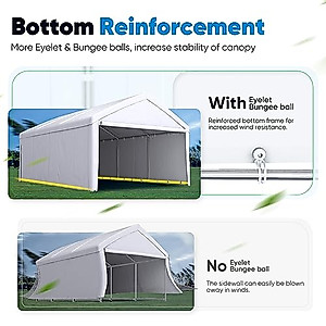 Quictent 13ftx20ft Carport Heavy Duty Car Canopy Galvanized Car Shelter with Reinforced Ground Bars