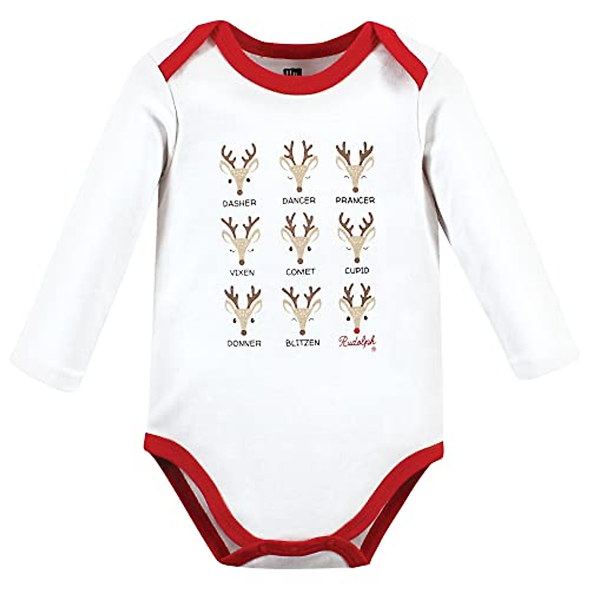 Hudson Baby Unisex Baby Cotton Long-Sleeve Bodysuits, Santa Reindeer, 3-6 Months