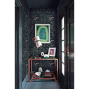 Guvana Leaves Wallpaper Floral Peel and Stick Wallpaper Dark Leaf Self Adhesive Wallpaper Flower Contact Paper 16.14''x78.7'' Modern DIY Wallpaper Removable Wallpaper for Bedroom Wall Cabinets Decor