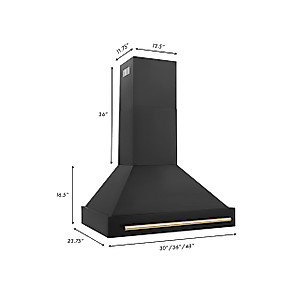 ZLINE 36" Black Stainless Steel Range Hood with Polished Gold Handle (BS655Z-36-G)