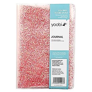 Yoobi | Journal with Liquid Glitter Cover | 6" x 8.5" | Pink Glitter