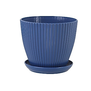 Plastic Planter Pot with Tray and Drainage Holes Modern Decorative Garden Planter Pot Flower Plant Container Bonsai Pot Dark Green 10cm