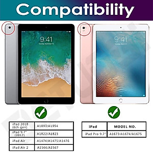 DETUOSI for iPad Air 2 Keyboard Case, for iPad 9.7" 2017/2018 Keyboard Case with Apple Pencil Holder, Detachable Wireless 7-Colors Backlit Keyboard + PU Leather Cover for iPad Pro 9.7", for iPad Air 1