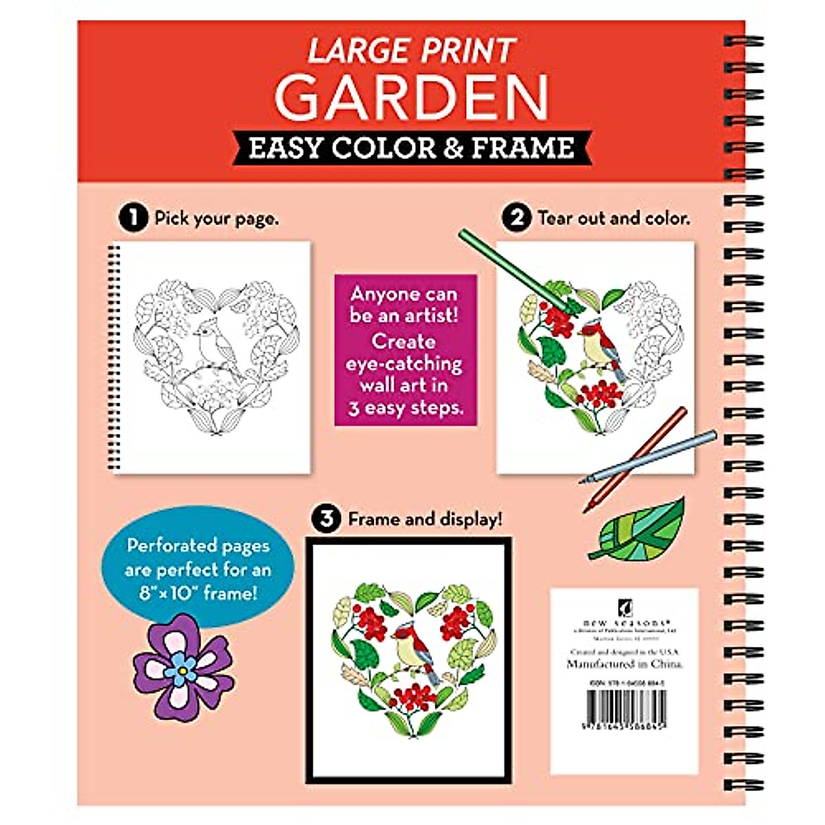 Large Print Easy Color & Frame - Garden (Stress Free Coloring Book)