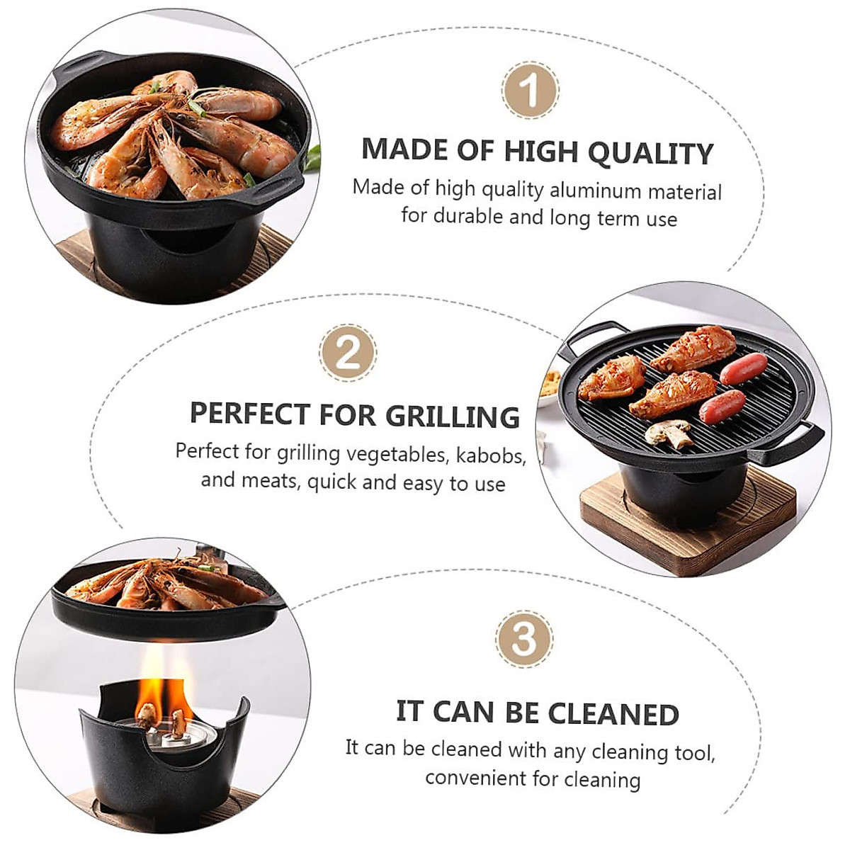 Didiseaon 3 Sets Grill Roasting Oven Outdoor Charcoal Korean BBQ Barbecue Serving Pan Fish Barbecue Pan Baking Oven Barbecue Plate Small Charcoal Stove Roaster South Korea Indoor Aluminum