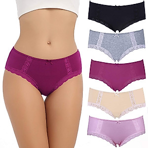 LYYTHAVON Women’s Underwear Breathable Cotton Brief Ladies Panties (Multicolored 5,5 Pack, Small)