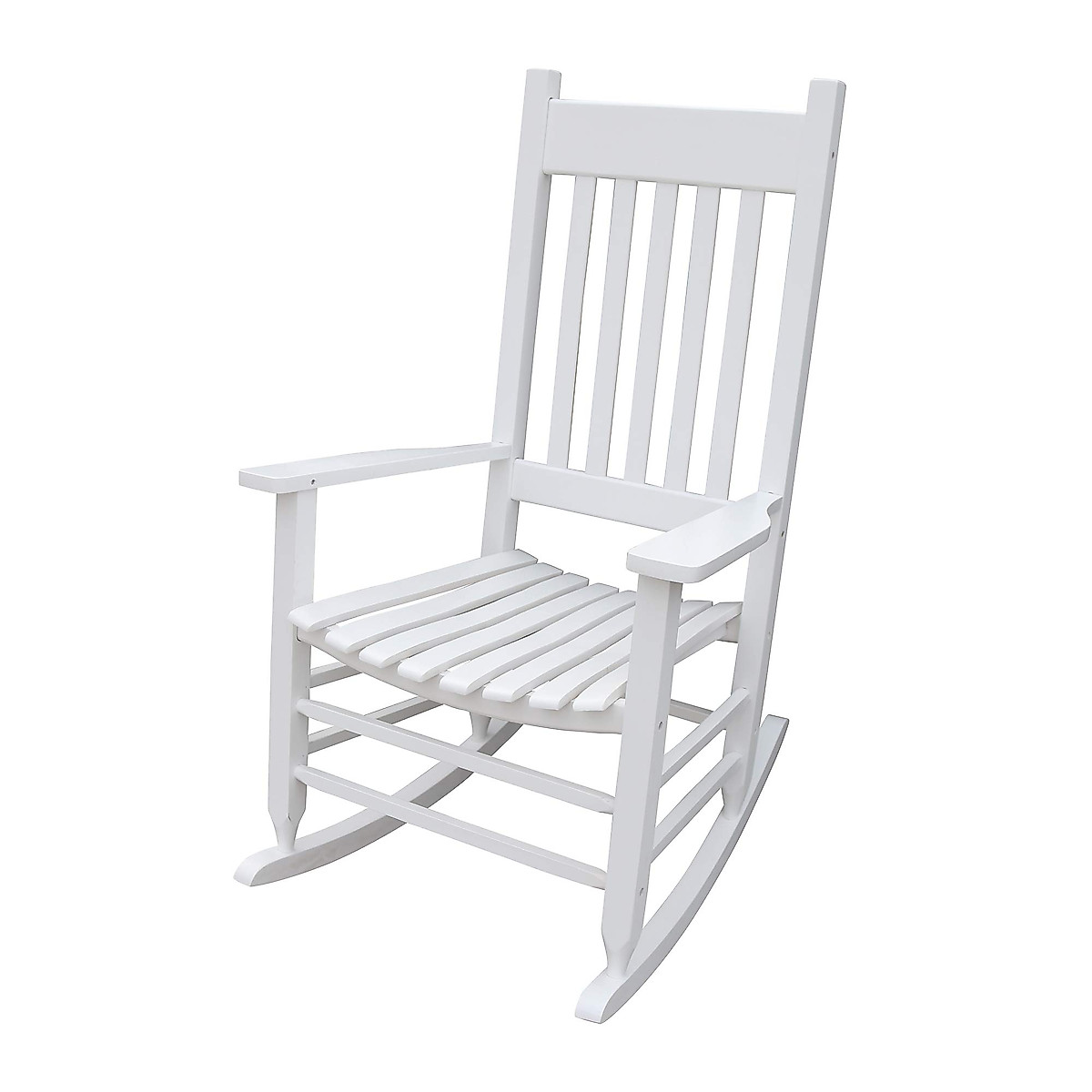 AGaati Solid Hard Wood Rock Chairs Wooden High -Foot Chairs Porch Rock Chairs Solid Wood Comfortable and Wide Seat Safe and Solid Board White Suitable for Balcony Porch