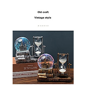 Music Crystal Snow Globe with Hourglass Timer Home Decoration for Living Room Bedroom Book Shelf TV Cabinet Desktop Decor Statue Figurine Table Centerpieces Ornaments (A-Brown)